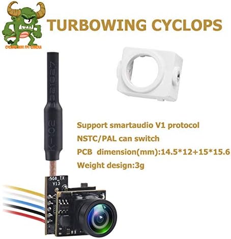 TURBOWING Cyclops v2 智能音频 Vtx FPV 摄像机 5.8ghz 48ch 25mw Vtx Aio 相机带盖外壳适用 ...