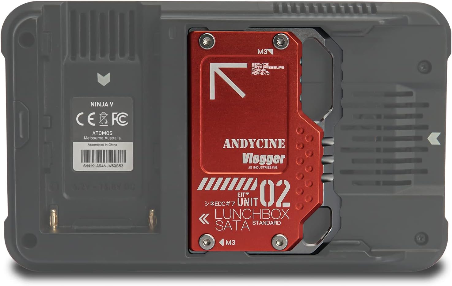 ANDYCINE-ANDYCINE Lunchbox II 红色 DIY 金属外壳适用于 mSATA SSD 兼容 Atomos Ninja ...