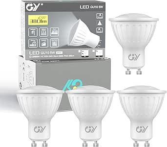 GY GU10 LED 冷白灯 带运动探测器 雷达传感器 5W 替换 40W 卤素灯 380lm 6500K 冷白灯泡 带灯光传感器 自动开 ...