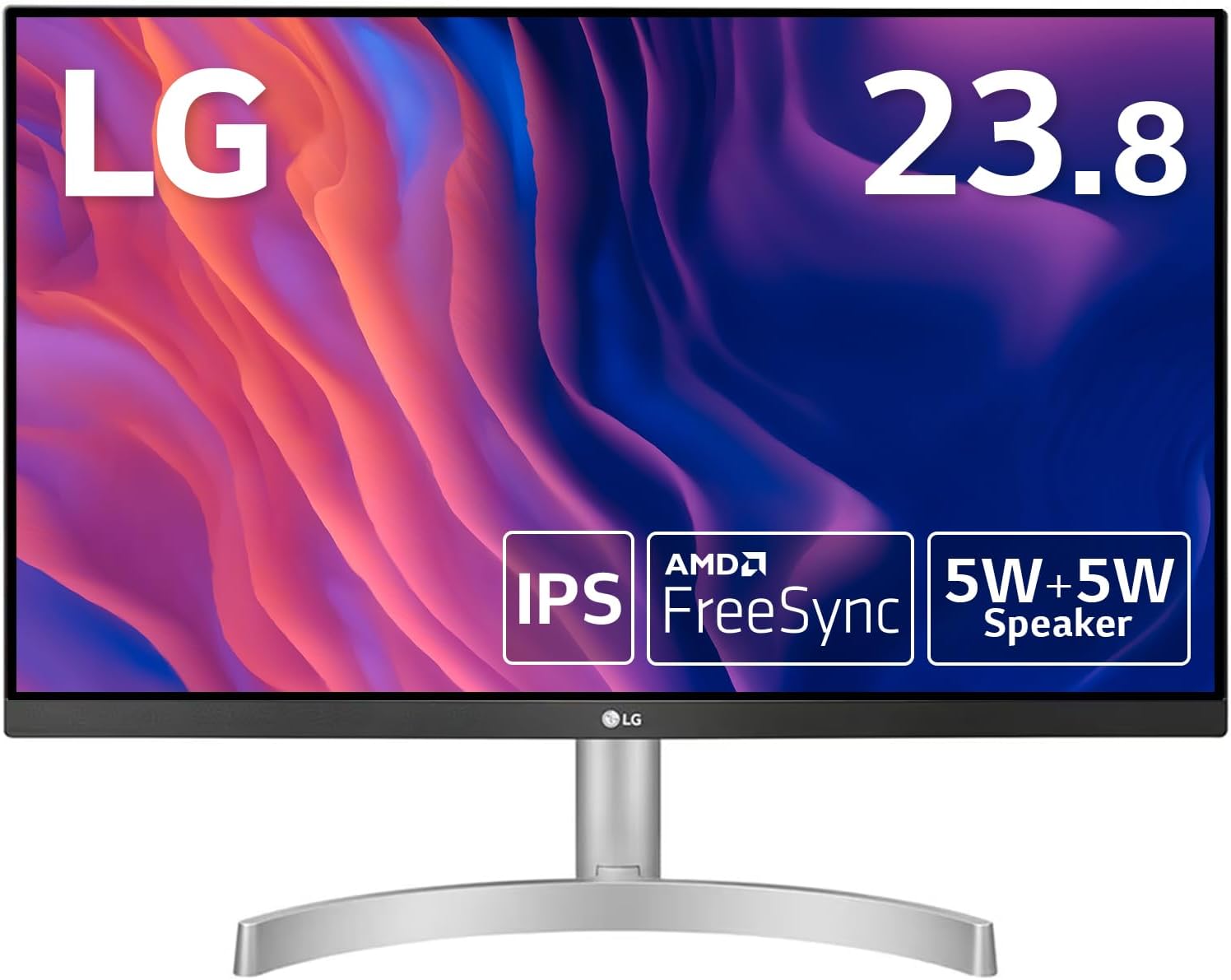 LG 无框显示器 24ML600S-W 23.8 英寸/全高清/IPS 防眩光 / 1ms (MBR) / 兼容 FreeSync/配备扬声器 ...