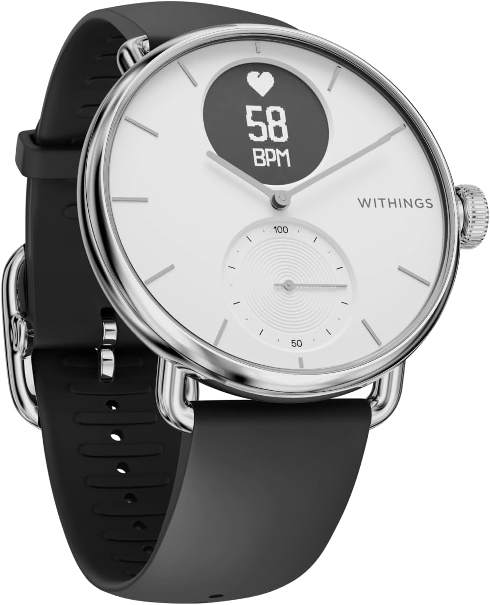 Withings ScanWatch 智能手表,白色,38 毫米 : 亚马逊中国: 体育用品