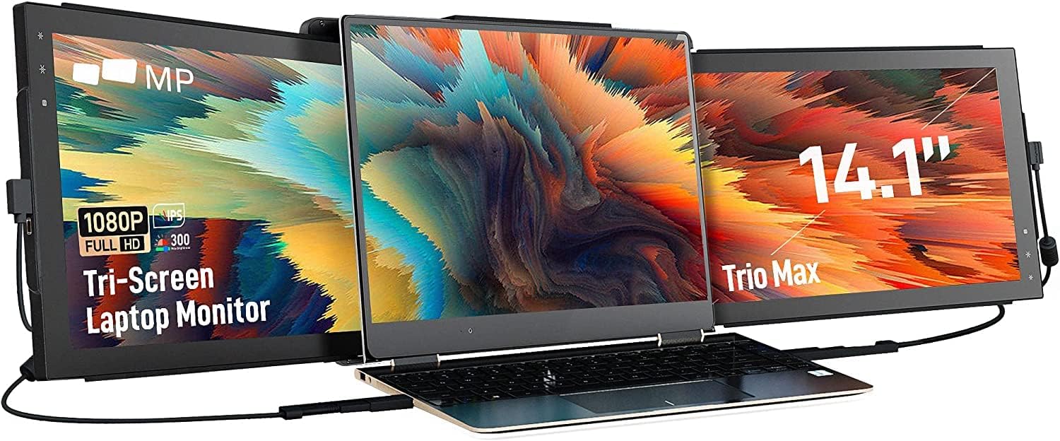 Mobile Pixels Trio Max 便携式显示器,便携式双屏笔记本电脑显示器,14 英寸全高清 IPS 显示屏,USB A / C ...