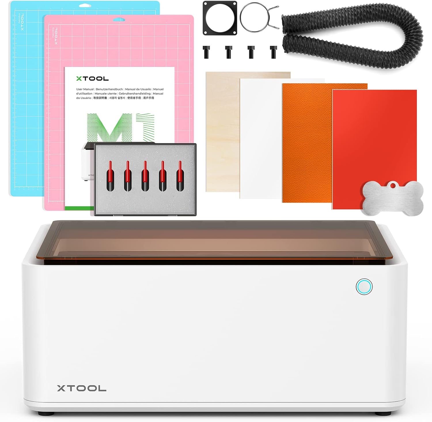 xTool M1 10w 紧凑型 3 合 1 激光雕刻机和切割机,适用于所有工艺,更高的准确度和智能 16MP 自动对焦,创造定制木材/金属 ...