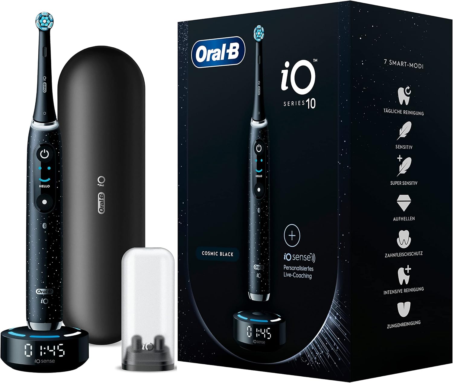 Oral-B 欧乐B iO 系列 10 电动牙刷，7 种牙齿护理刷牙模式，iOSense，彩色显示屏，充电旅行盒，博朗设计，送给他/她的情人节礼物，宇宙黑 : 亚马逊中国: 电脑\IT