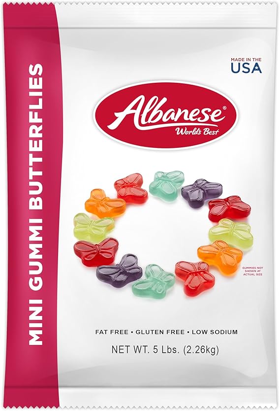 Albanese Candy Mini Gummi Butterflies 5 Pound Bag, Gummi Candy Assorted ...