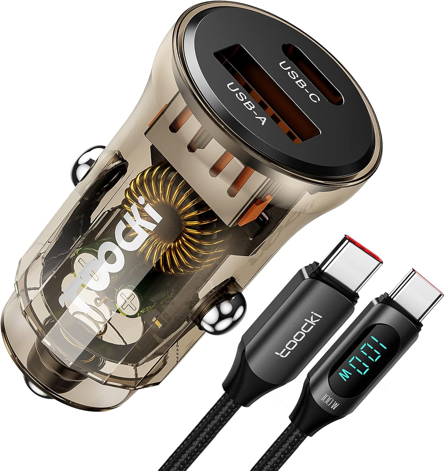 USB C 车载充电器适配器 45W,TOOCKI 迷你 iPhone 车载充电器快速充电,PD20W & QC USB 车载充电器,双端口 ...