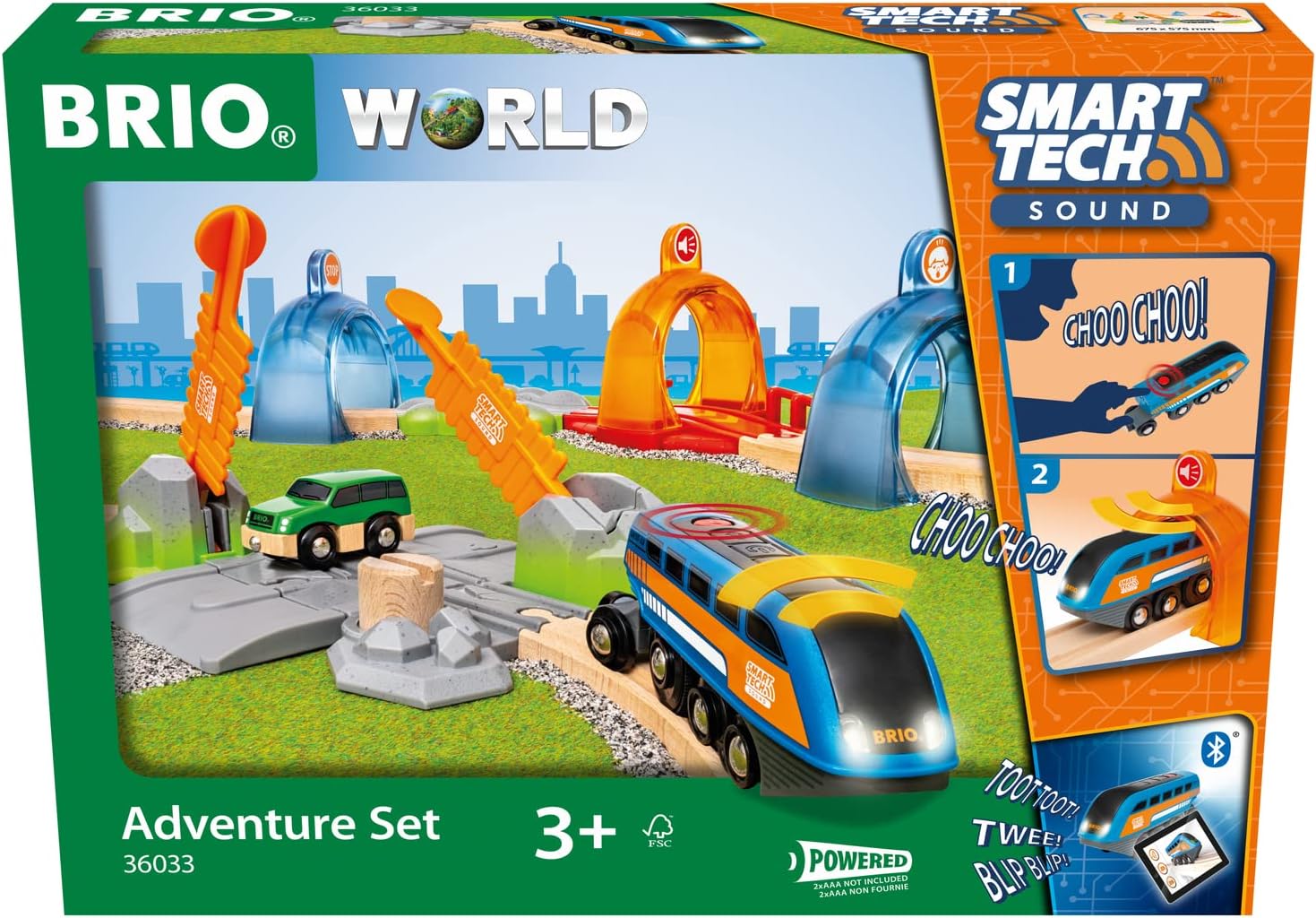BRIO World Smart Tech 声音冒险火车套装 适合 3 岁以上儿童 - 可与大多数 BRIO 铁路套装和配件兼容 [亚马逊 ...