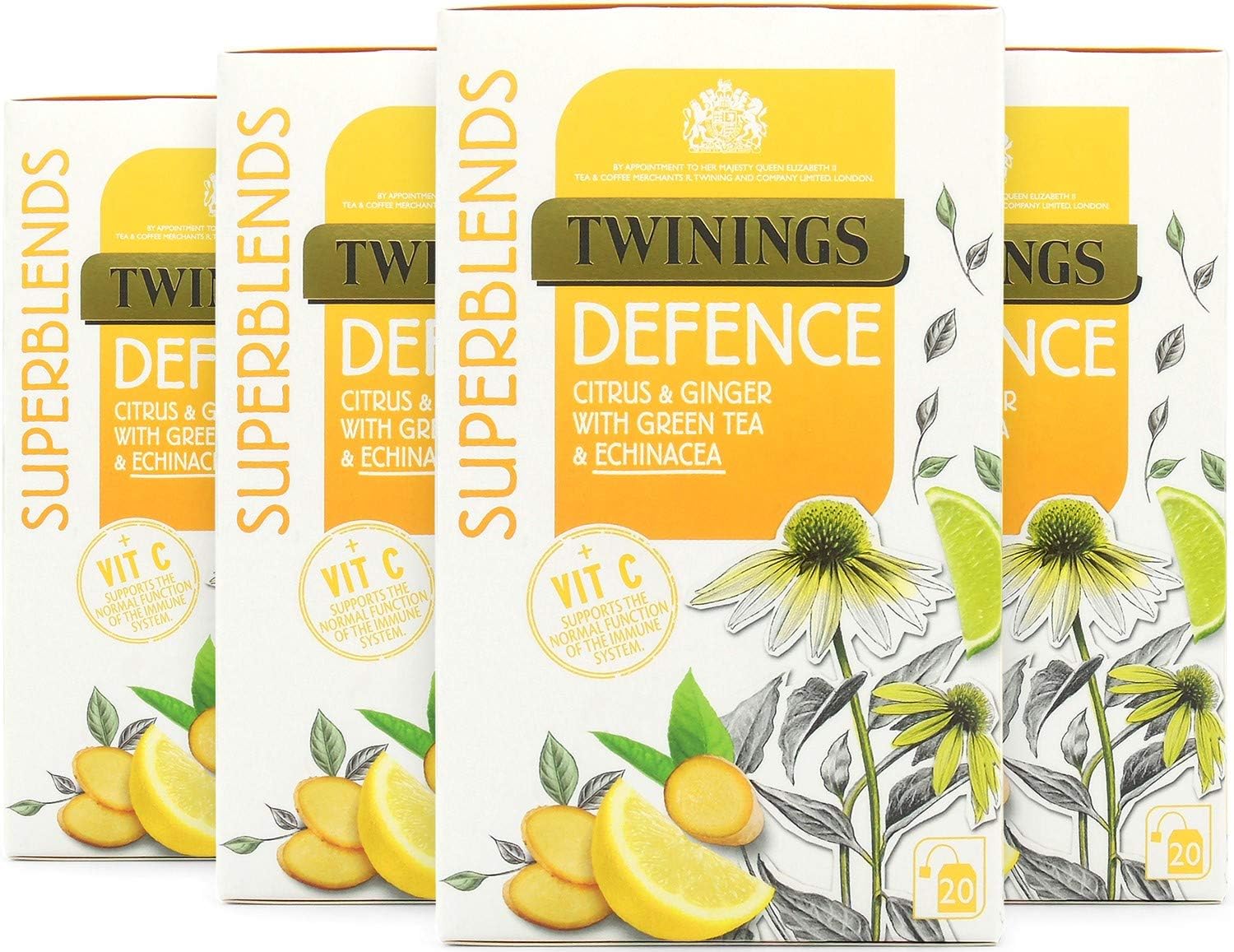 Twinings Super Blends Defence Tea Bags, Pack of 4, 80-Count : 亚马逊中国: 杂货