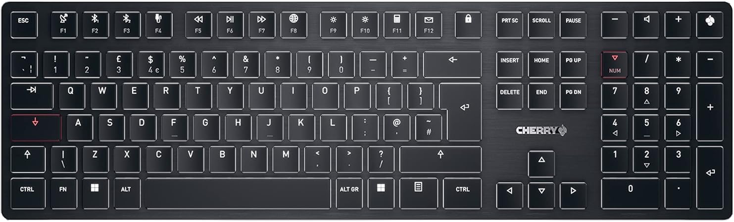 CHERRY KW X ULP,超薄机械高端键盘,英国布局(QWERTY),无线多设备键盘,适用于多达 4 台设备,可充电,黑色 : 亚马逊中国: 电脑/IT