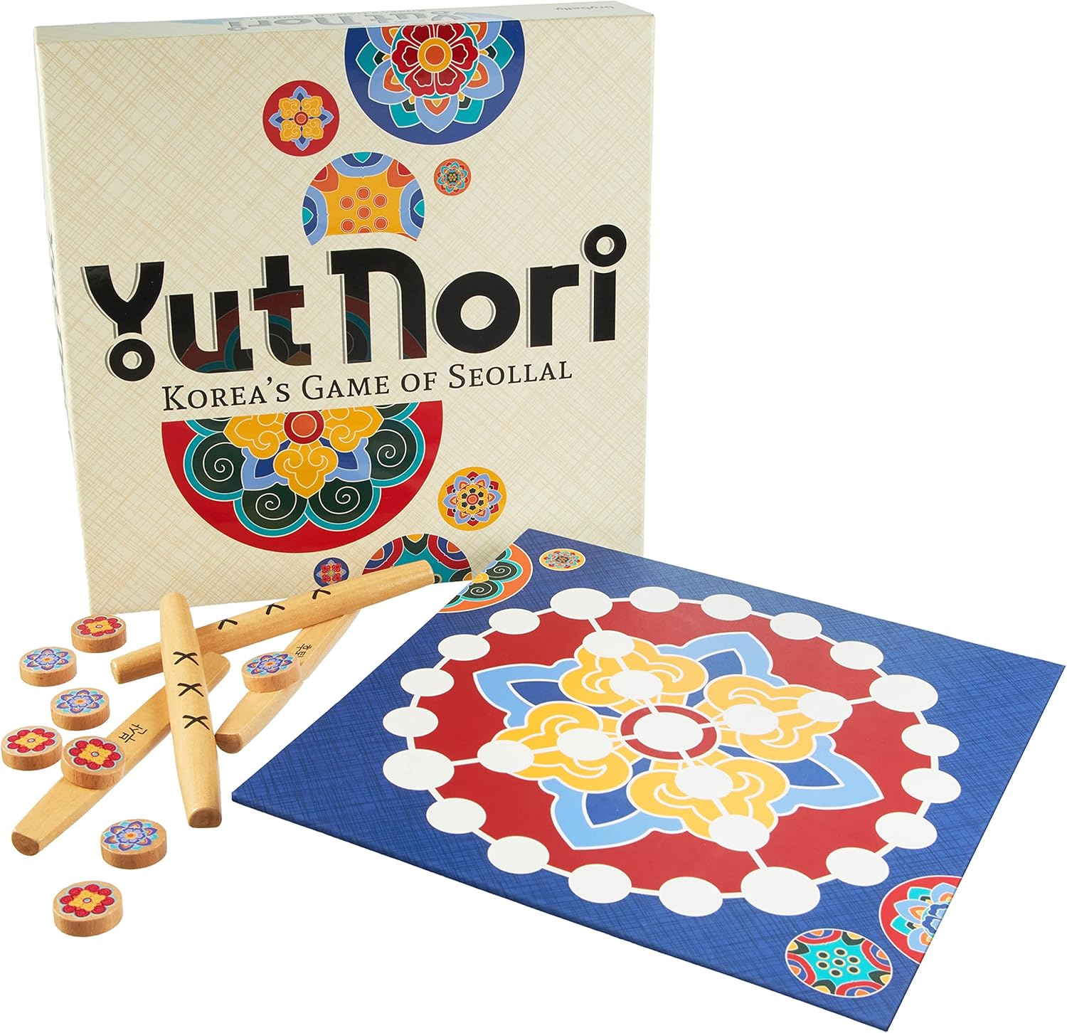 YUT Nori:韩国的 Seollal 游戏 - 韩国新年家庭派对棋盘游戏 - 灰板(Mal Pan),木棒(YUT),游戏片(Mal ...