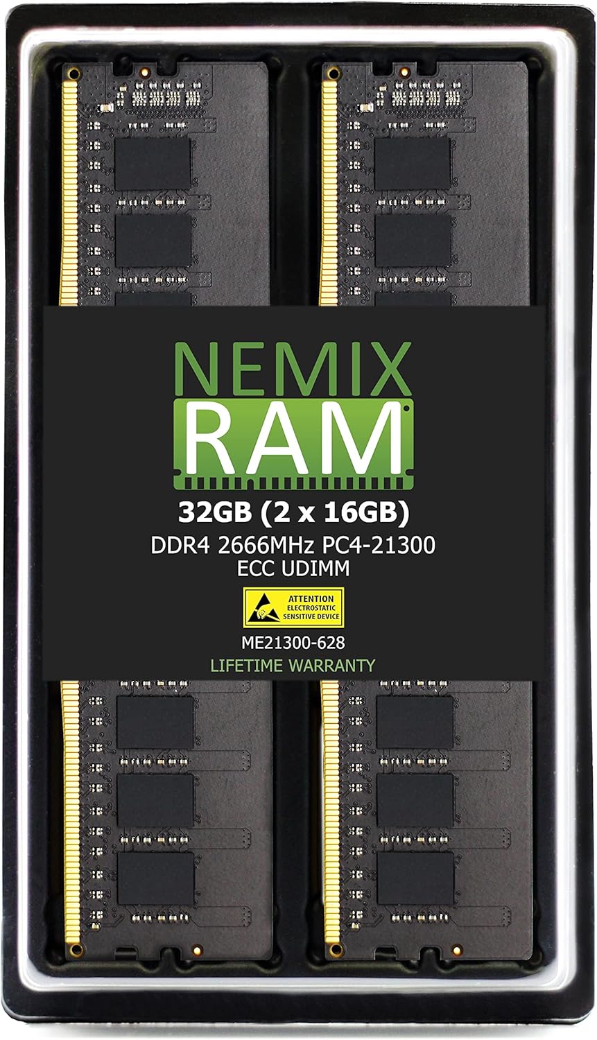 32GB (2X16GB) DDR4-2666 PC4-21300 ECC UDIMM 兼容 Synology D4EC-2666-16G ...