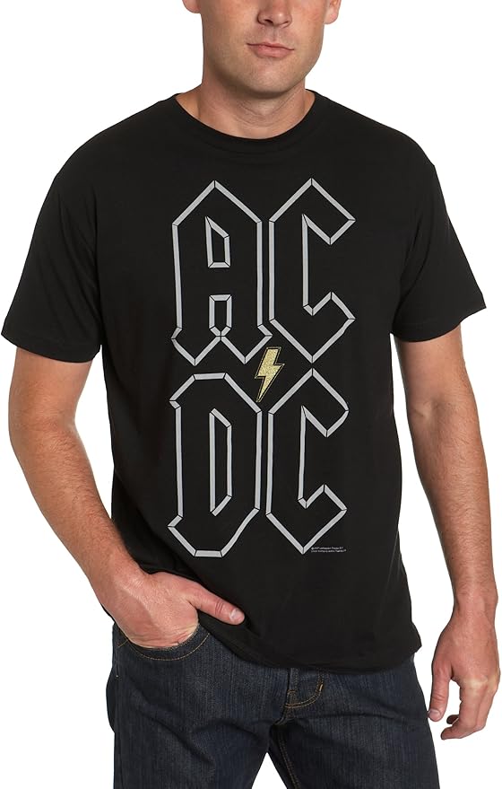 Impact 男式 AC/DC 堆叠标志短袖运动 T 恤 黑色 Medium 【Impact Merchandising】 服饰箱包 - 亚马逊中国