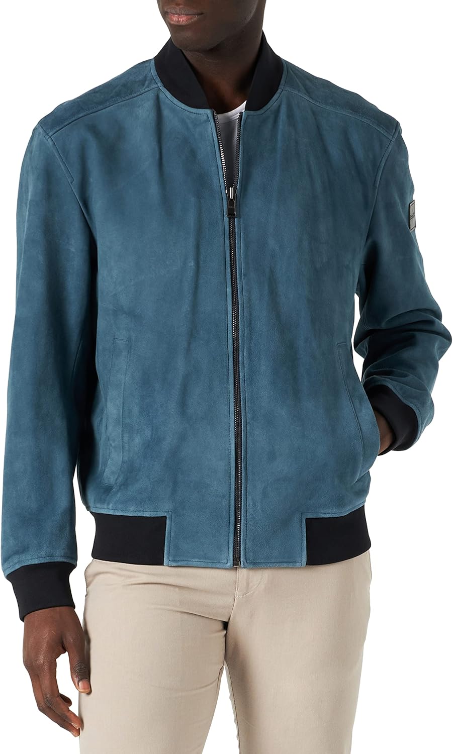 BOSS 男式 Jamaro 山羊皮飞行员夹克,带徽标补丁 【HUGO BOSS】 服饰箱包 - 亚马逊中国