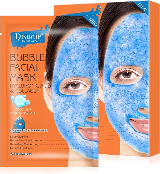 Disunie 泡泡透明质酸和胶原蛋白面膜,深层清洁和死皮日晒后面膜,8 件装 : 亚马逊中国: 个护健康
