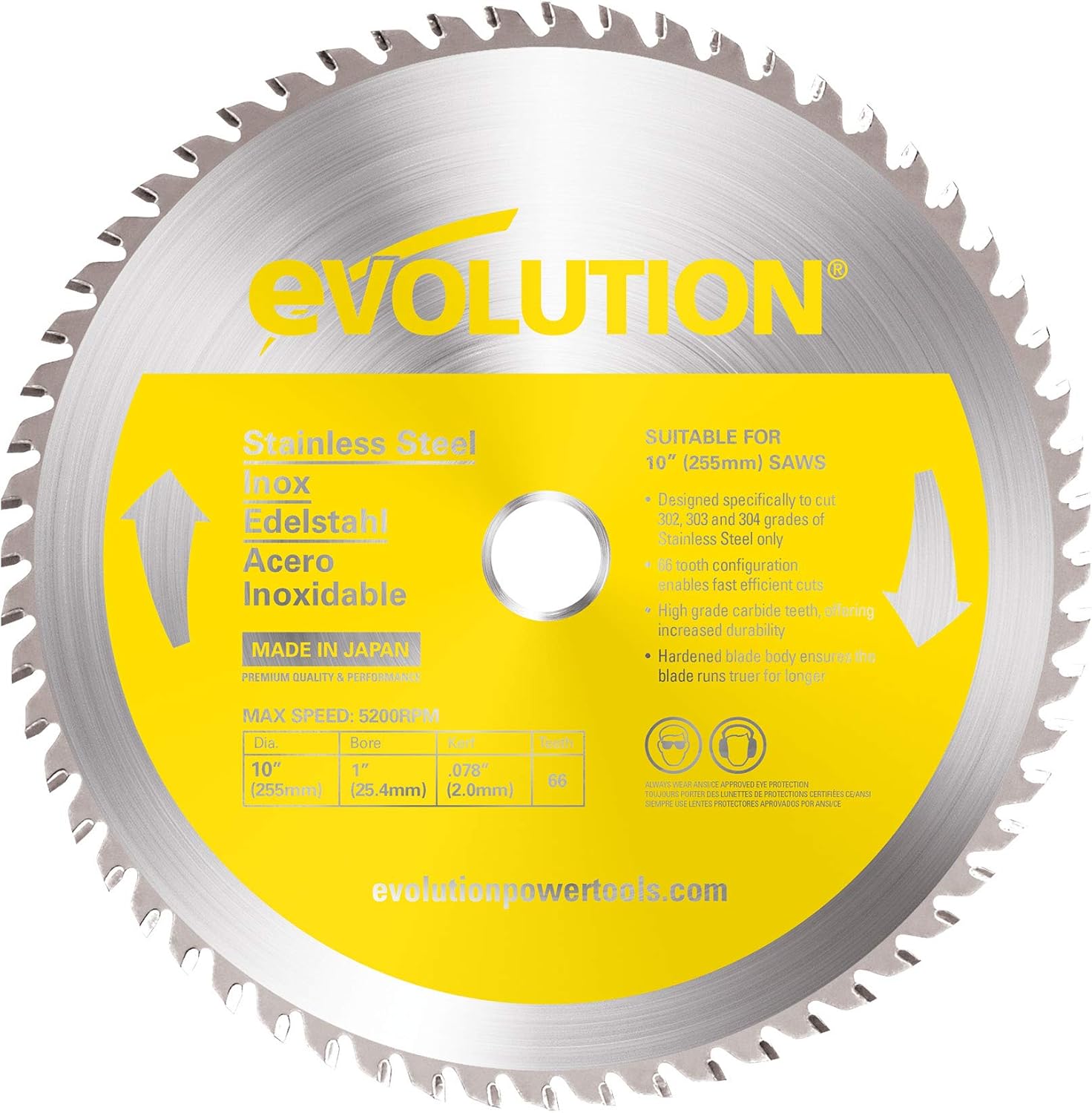 Evolution Power Tools 10BLADESSN Stainless Steel Cutting Saw Blade, 10 ...