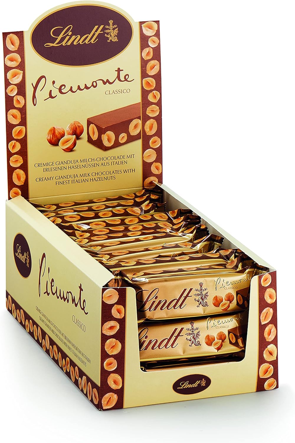 Lindt 瑞士莲 Chocolate Piemonte Classico 巧克力棒 36 x 33克 |来自意大利的 Gianduja 全 ...