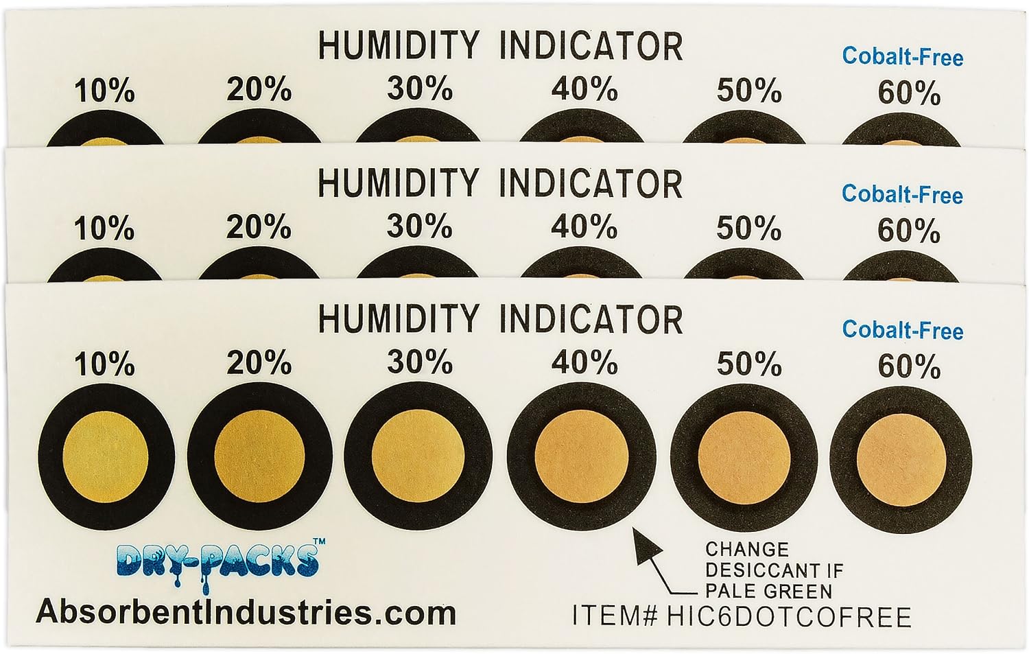 Cobalt Free Humidity Indicator Card, 6 Dot, Pack of 3 【Humidity ...