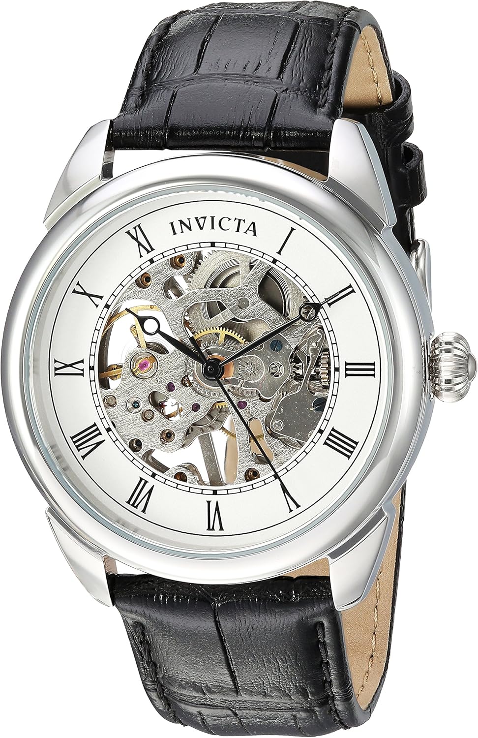 Invicta Specialty 男式不锈钢皮革机械手风手表(型号:23533, 23535),亮灰色 : Invicta: 亚马逊中国: 腕表