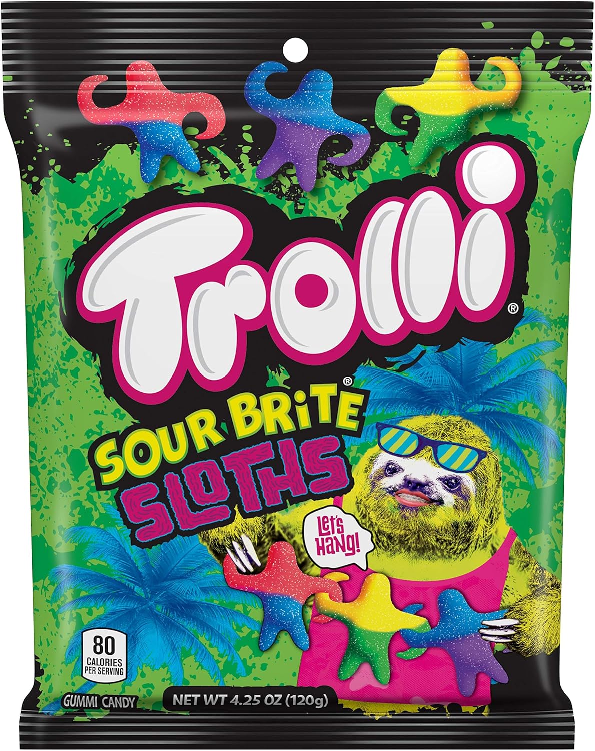 Trolli Sour Brite Sloths Gummy Candy, Pineapple, Blue Raspberry, Berry ...