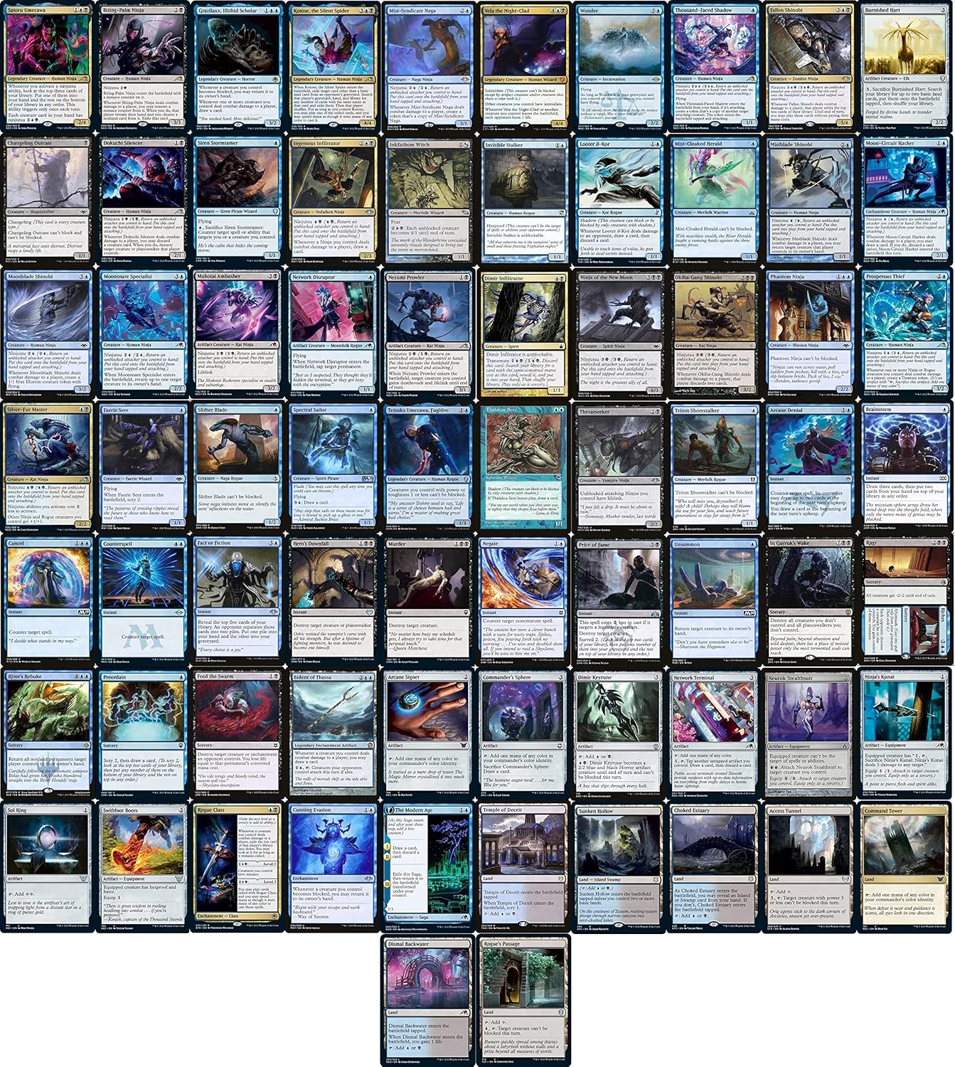 Commander Dimir Ninja Deck - 蓝色黑色 - Satoru Umezawa - EDH - 100 张卡片 - 定制魔法聚会甲板 - 非常坚固! - 玩具 - 亚马逊中国
