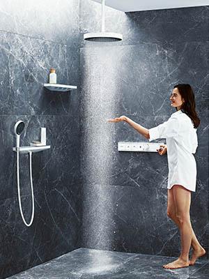 hansgrohe 汉斯格雅 26229000 Rainfinity头顶花洒 250,1种喷淋模式,EcoSmart,镀铬 ...